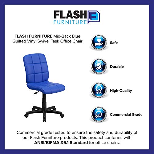 Flash Furniture Mid-Back Blue Quilted Vinyl Swivel Task Office Chair