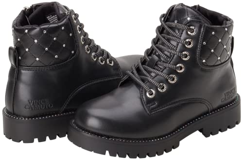 Vince Camuto Girls' Biker Boots - Quilted Chunky Combat Moto Biker Work Boots (Little Girl/Big Girl), Size 1.5, Black