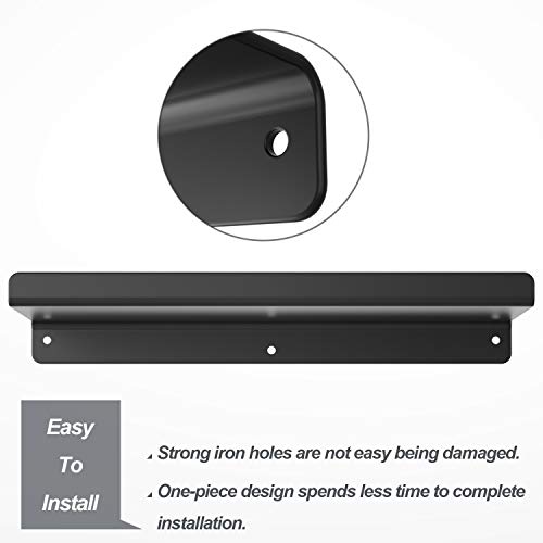 SRIWATANA Black Floating Shelves, Metal Wall Shelves Set of 3 for Bedroom, Living Room, Bathroom, Kitchen, Matte Black