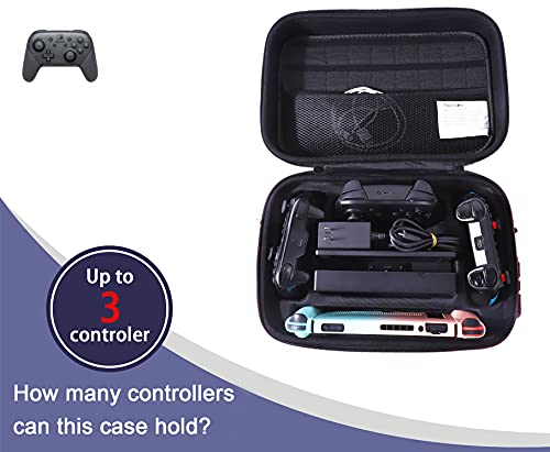 Magictodoor Locking Carrying Case for Nintendo Switch / Switch OLED Protective Hardshell Messenger Bag for Console, 2 Pro Controller, Dock, AC Adapter Cable & Accessories