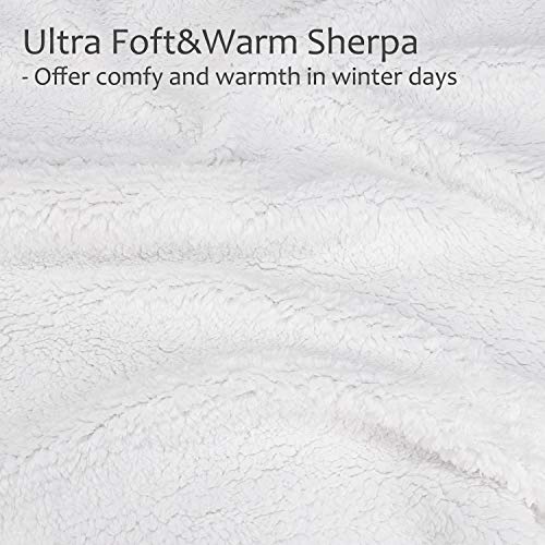Christmas Throw Sherpa Blanket 50" x 60" Snow Man Pattern, Super Soft Fluffy Sherpa Throw TV Blanket Decorative Blanket for Bed Couch Holidays Grey