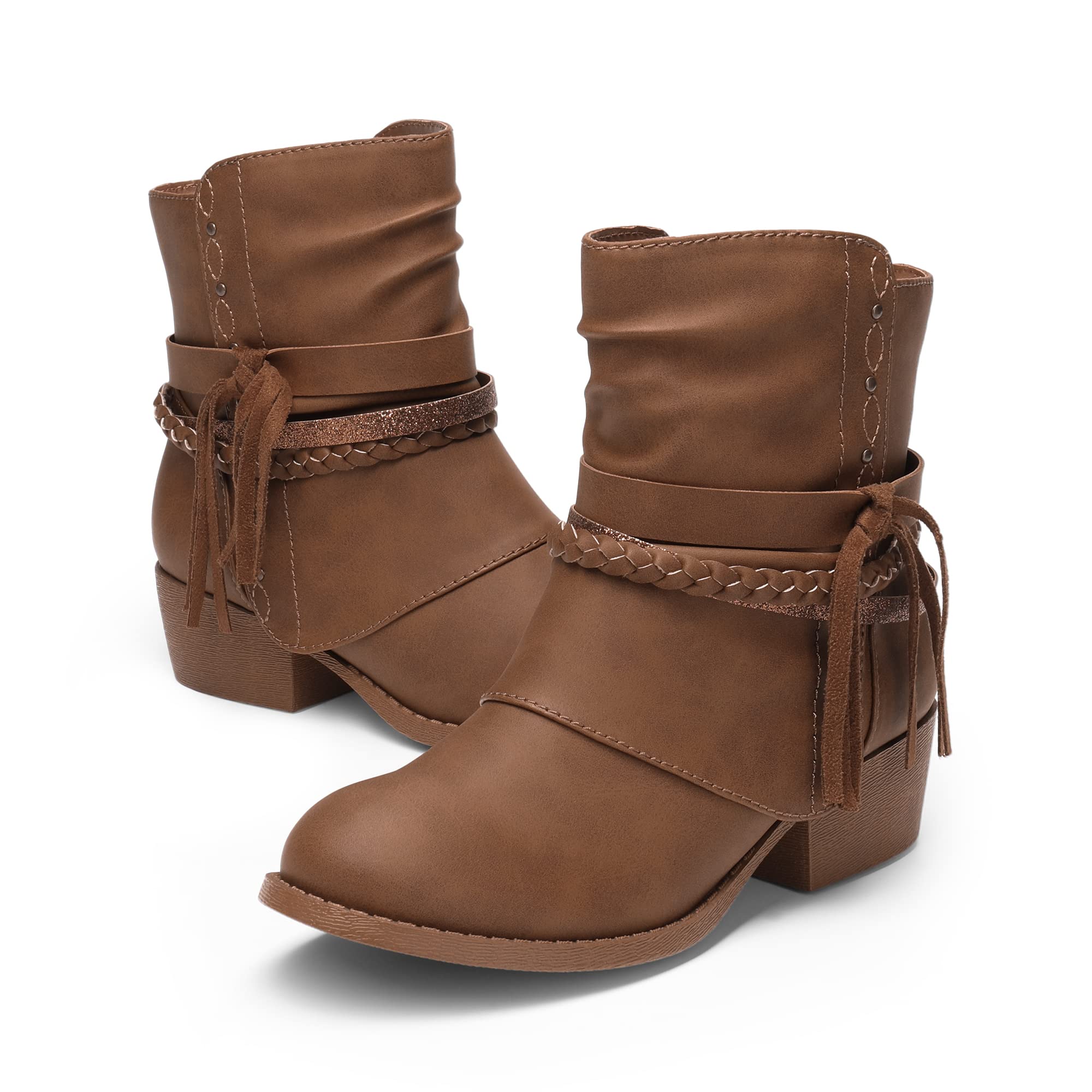 DREAM PAIRS Girls SDBO225K Ankle Boots Side Zipper Low Heels Boots Size 3 CAMEL