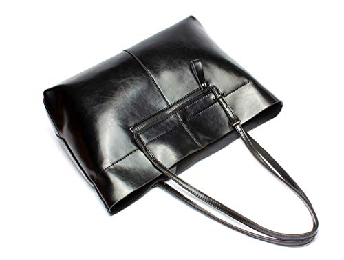 Covelin Women's Handbag Genuine Leather Tote Shoulder Bags Soft Hot Black