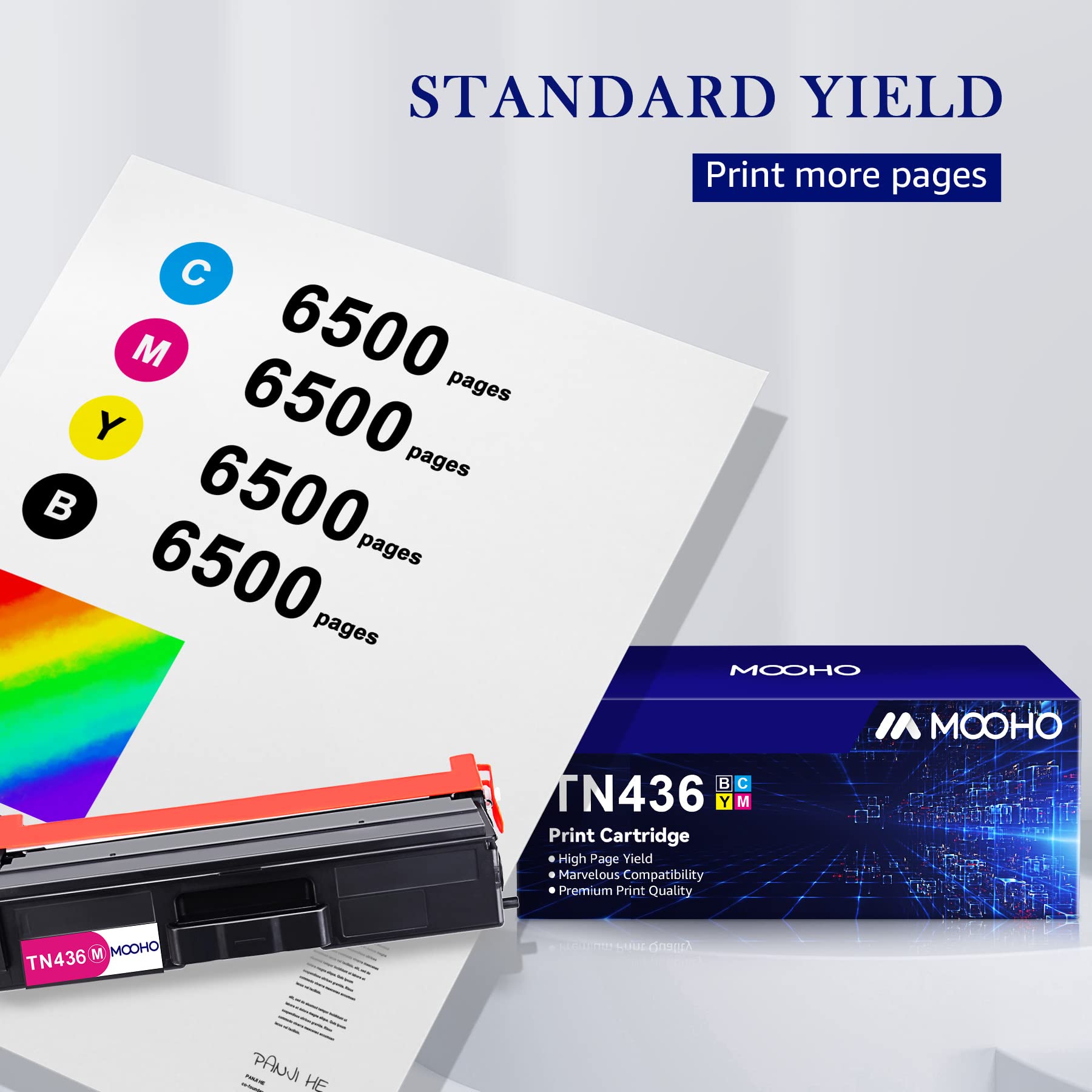 Mooho Compatible Toner Cartridge Replacement for Brother TN436 TN 436 TN433 TN431 for MFC-L8900CDW HL-L8360CDW HL-L8360CDWT MFCL8610CDW HL-L8260CDW MFCL9570CDW Printer (1B,1C,1M, 1Y)