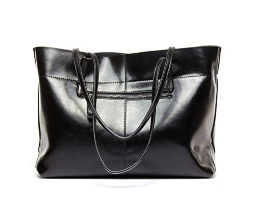 Covelin Women's Handbag Genuine Leather Tote Shoulder Bags Soft Hot Black