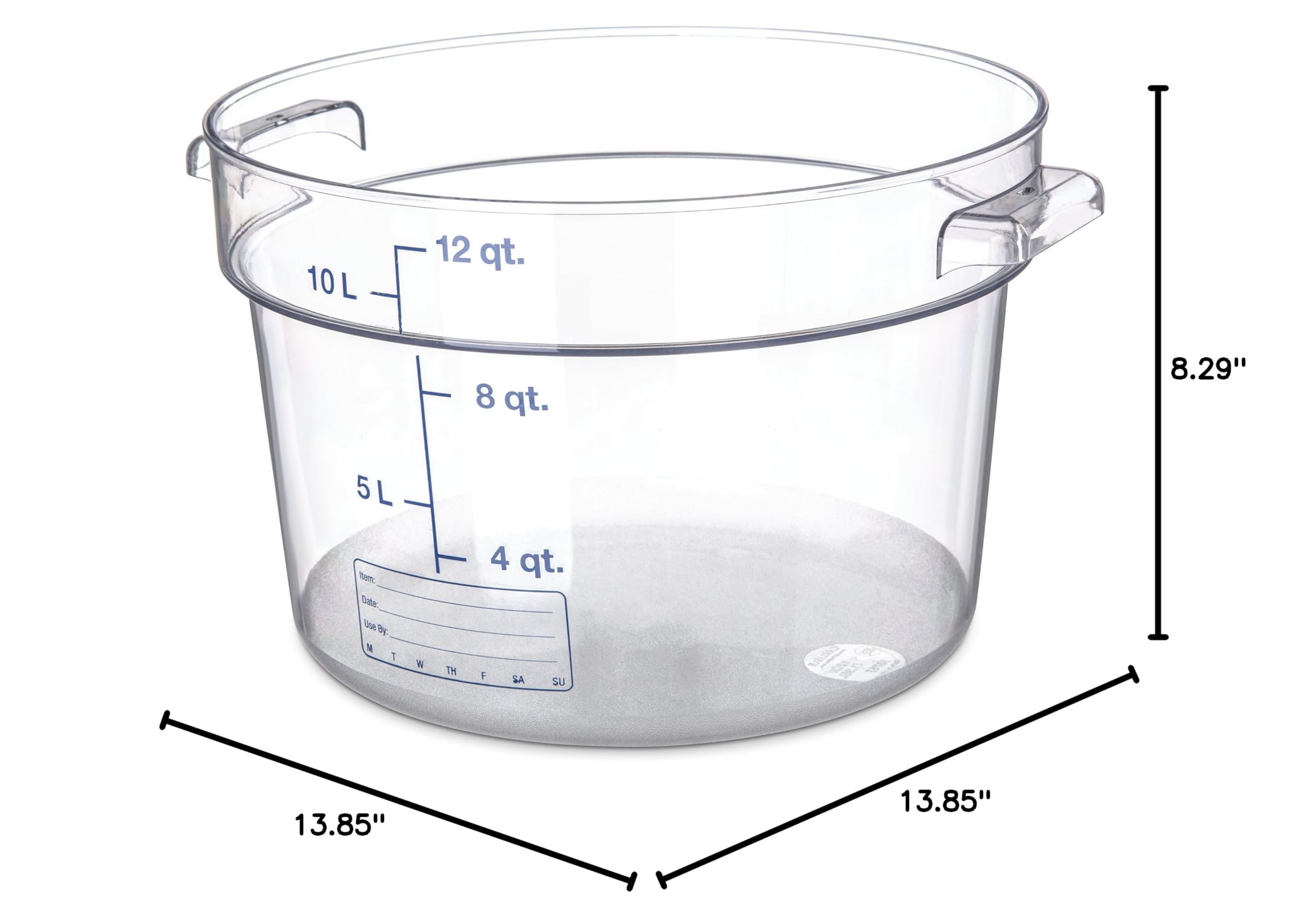 CFS 1076707 StorPlus Polycarbonate Round Food Storage Container, 12 Quart, Clear