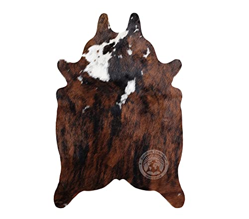 Genuine Mini Cowhide Rug Tricolor Small Hair on Cow Hide 24 x 35 inches 90 x 60 cm