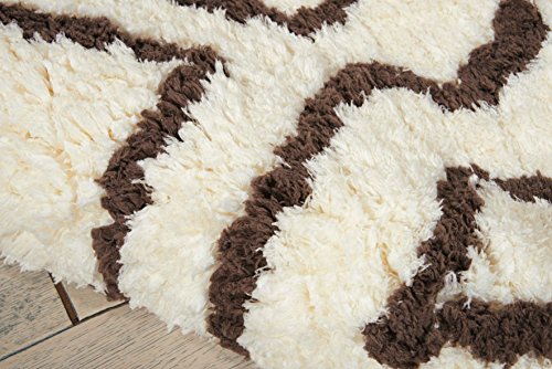 Nourison Galway Shag Ivory/Chocolate 5' x 7' Area-Rug, Easy-Cleaning, Non Shedding, Bed Room, Living Room, Dining Room, Kitchen (5x7)