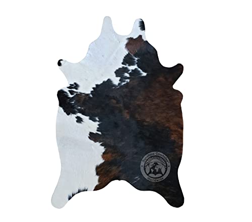 Genuine Mini Cowhide Rug Tricolor Small Hair on Cow Hide 24 x 35 inches 90 x 60 cm