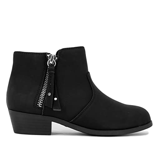 LONDON FOG Girls Black Alley Ankle Boot Fashion Ankle boots for Girls With Functioning Zipper black 4