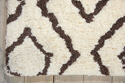 Nourison Galway Shag Ivory/Chocolate 5' x 7' Area-Rug, Easy-Cleaning, Non Shedding, Bed Room, Living Room, Dining Room, Kitchen (5x7)