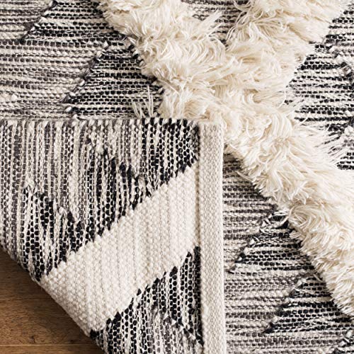 SAFAVIEH Kenya Collection 9' x 12' Black/Ivory KNY455Z Handmade Moroccan Boho Tribal Wool Area Rug