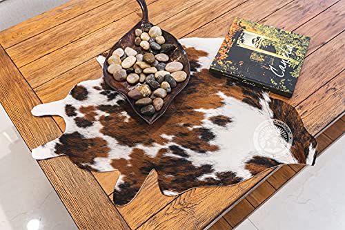 Genuine Mini Cowhide Rug Tricolor Small Hair on Cow Hide 24 x 35 inches 90 x 60 cm