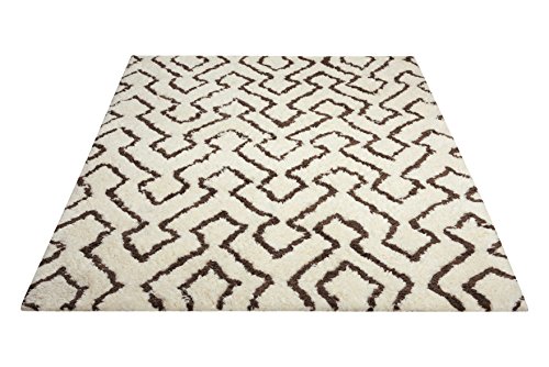Nourison Galway Shag Ivory/Chocolate 5' x 7' Area-Rug, Easy-Cleaning, Non Shedding, Bed Room, Living Room, Dining Room, Kitchen (5x7)