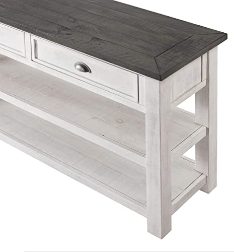 Martin Svensson Home Monterey Solid Wood Sofa Console Table White with Grey Top