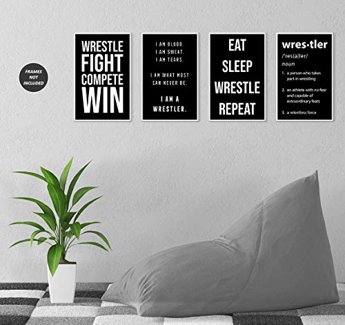 Damdekoli Motivational Wrestling Posters - 11x17 Inches, Set of 4