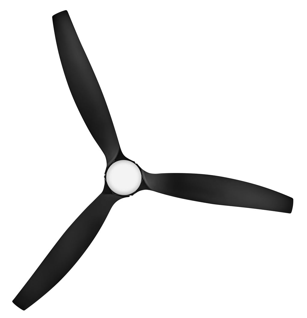 Hinkley Facet 60" Indoor/Outdoor LED Smart Flush Mount Ceiling Fan with Remote - Compact Hexagon-Shaped, Decorative, Modern Propeller, Matte Black