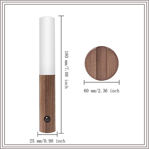 Seeloon Motion Sensor Night Lights Magnet Body Sensor Hallway Night Lights Rechargeable Led Light Portable Stairway Night Lights Wooden Wall Sconce Battery Operated Wall Sconces (Ash Wood)