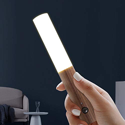 Seeloon Motion Sensor Night Lights Magnet Body Sensor Hallway Night Lights Rechargeable Led Light Portable Stairway Night Lights Wooden Wall Sconce Battery Operated Wall Sconces (Ash Wood)