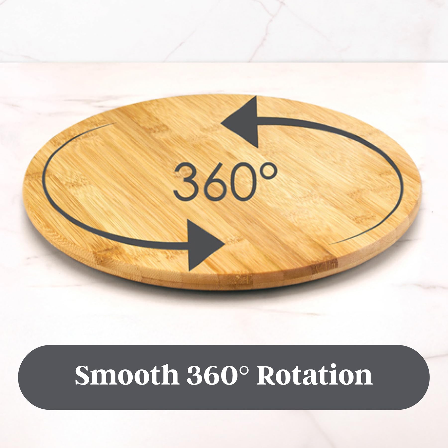 TB Home 14” Bamboo Lazy Susan Organizer for Kitchen, Turntable for Cabinet, Table or Pantry