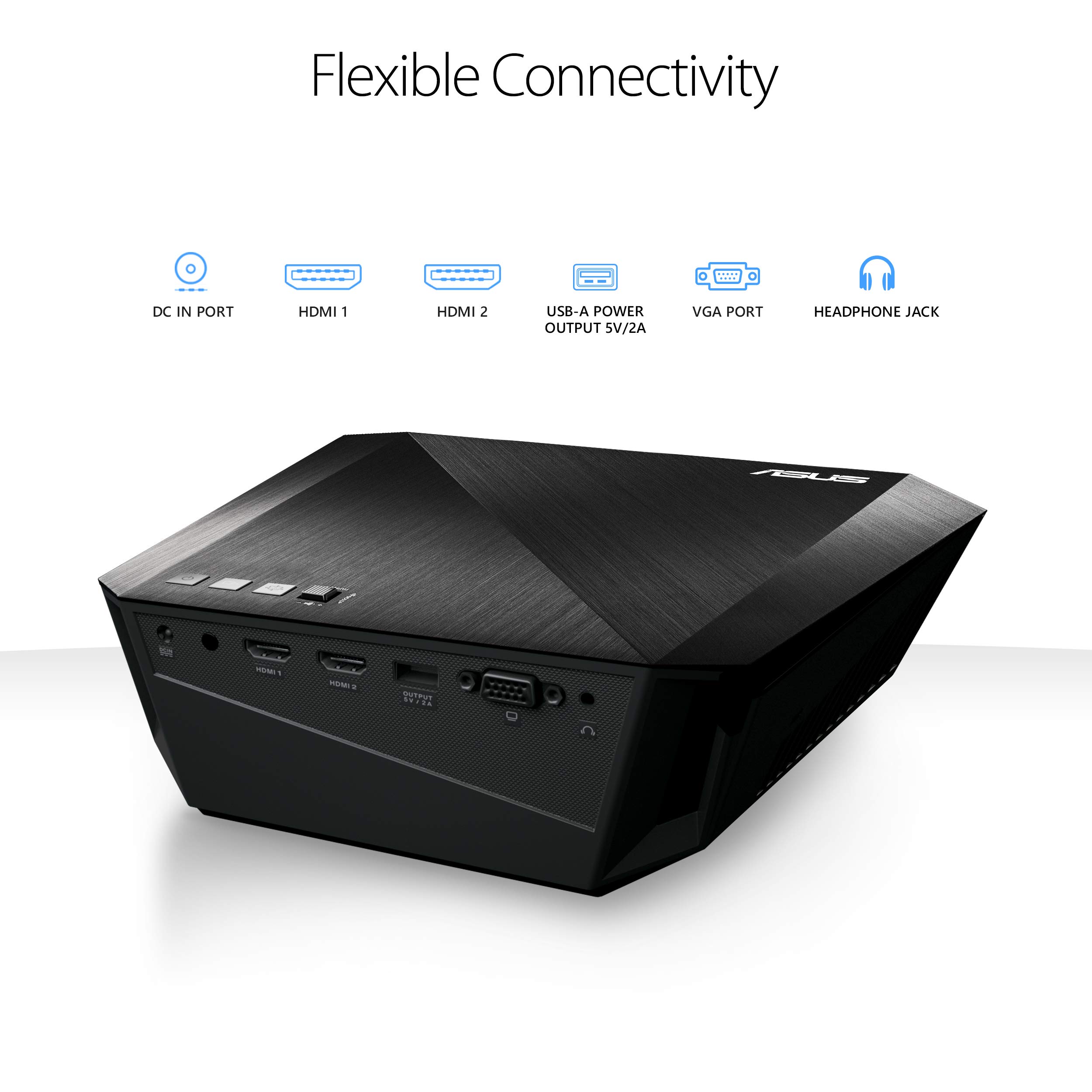 ASUS F1 LED Projector, FHD 1080P 1200 Lumens, 3D, Short Throw | Premium Audio by Harman Kardon | Wireless Projection | Remote Control | 2 Years Warranty