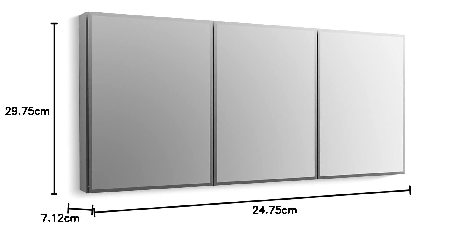 KOHLER CLC Flat, Single Medicine Cabinet with Mirrored Door, 20” Width x 26” Height, Aluminum, Frameless with Beveled Edges, One Size, Silver