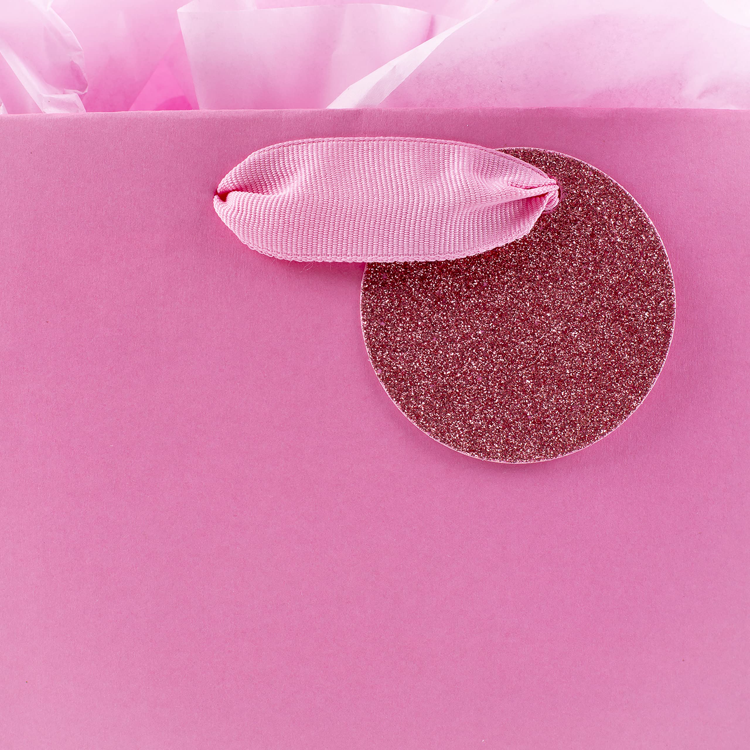 Hallmark 9" Medium Gift Bag with Tissue Paper (Pink Glitter Stripes) for Birthdays, Mothers Day, Baby Showers, Easter, Bridal Showers or Any Occasion