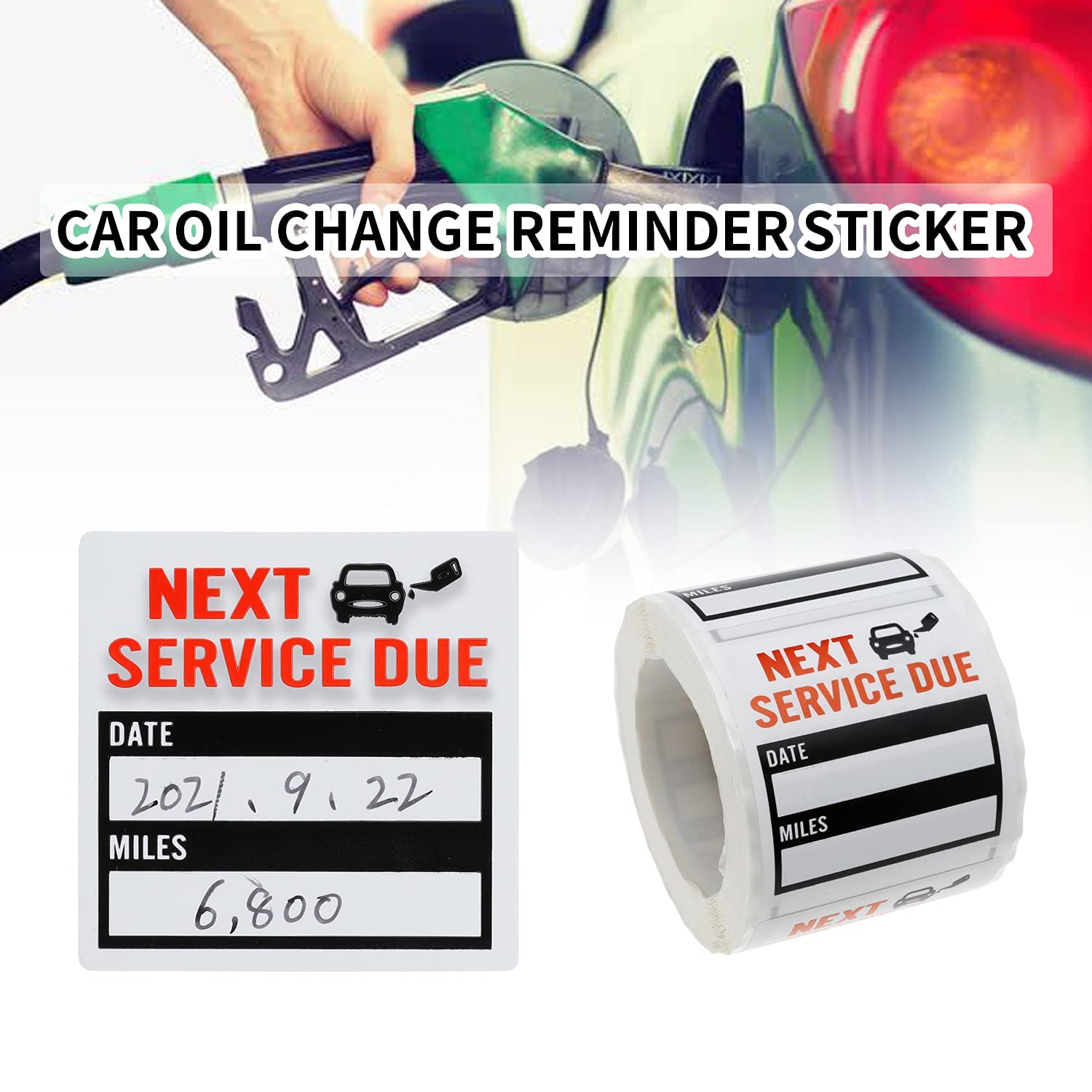 Oil Change Stickers 300 Pcs 2x2" Service Black Stickers, Next Service Due Reminder Sticker Roll, Removable Vinyl Stickers in Roll- Peel & Write and Stick with No Residue Car Sticker (Black 300PCS)
