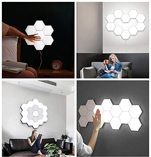 Hexagon Led Lights, LED Wall Lights, Touch-Sensitive Lighting, Aesthetic Room Decor | Perfect Decoration for Living and Bedroom Large Wall Lights DIY Modular Touch Lamp (2 PCS)