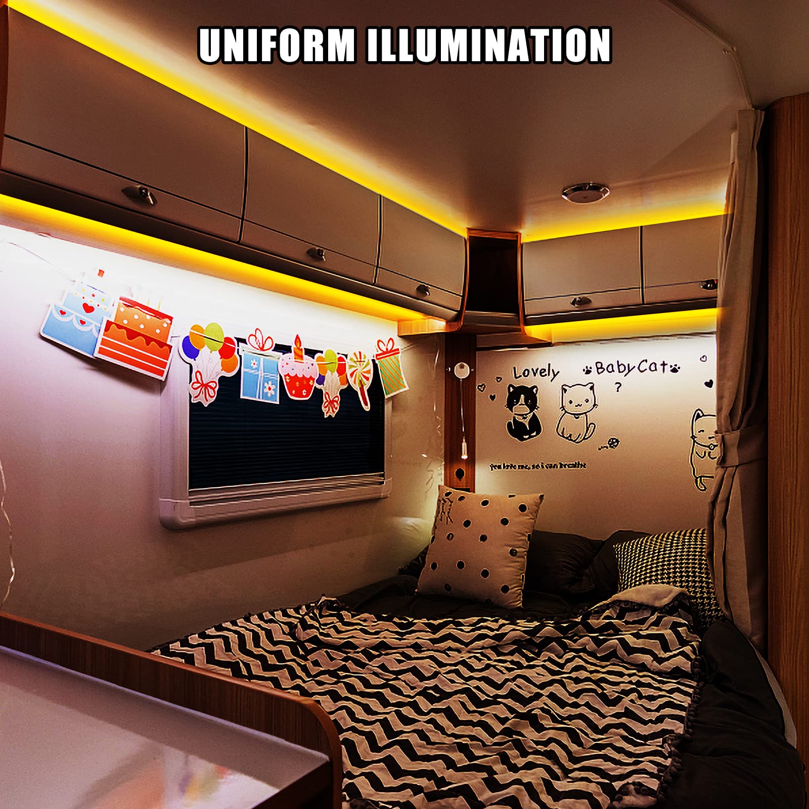 Tatazone 5V Yellow USB COB Led Strip Light with RF Remote, 4.92ft 2000K Dimmable USB Powered Amber COB Led Light Strip, Indoor COB Led Rope Light for Cabinet, TV, Kitchen, Monitor, Showcase
