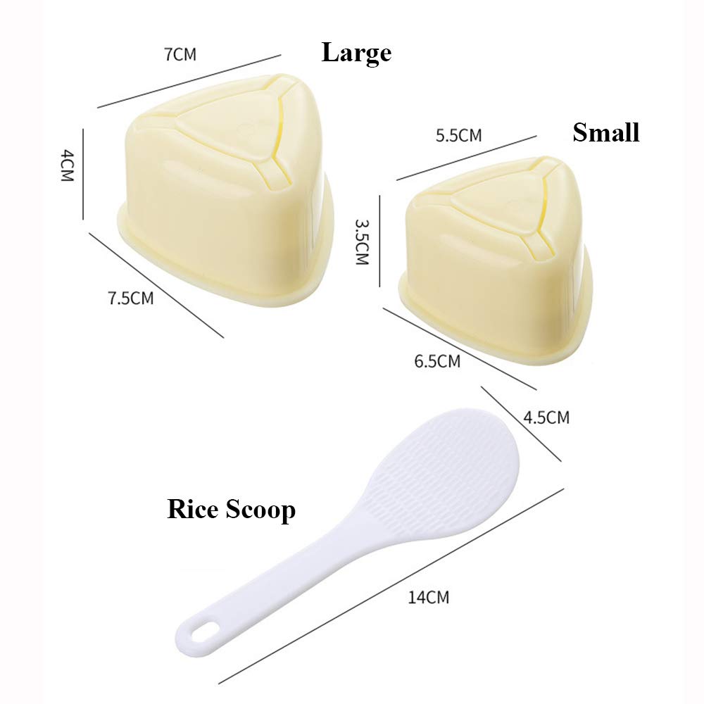 Onigiri Mold Triangle, 2 Pieces Rice Ball Mold Makers, Triangle Sushi Mold for Bento or Japanese Boxed Meal Children Bento by HAGBOU (Beige)