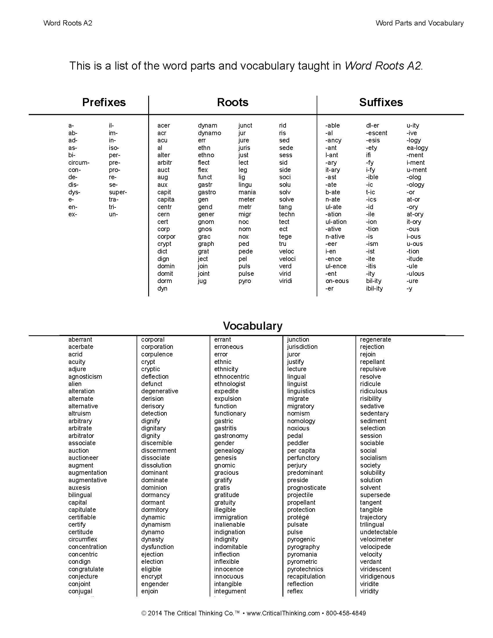 Word Roots Book A2