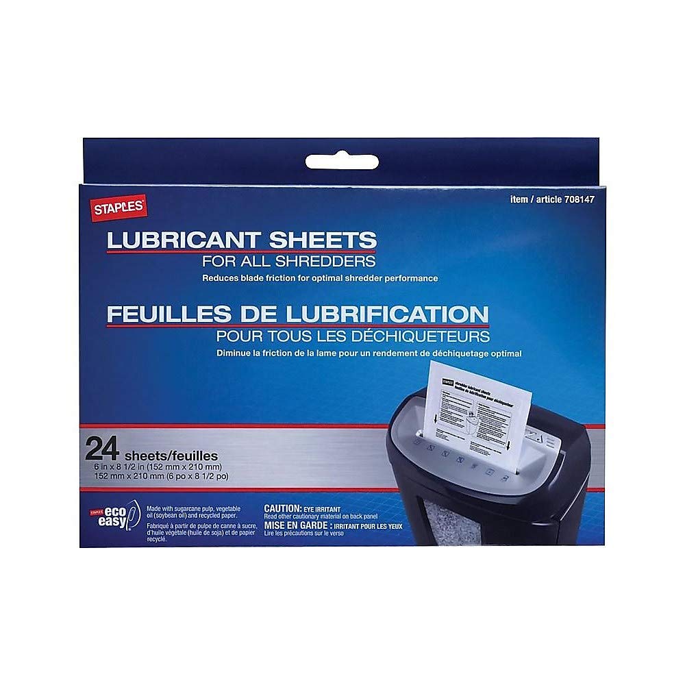STAPLES Shredder Lubricant Lubricating Sheets 24/pk