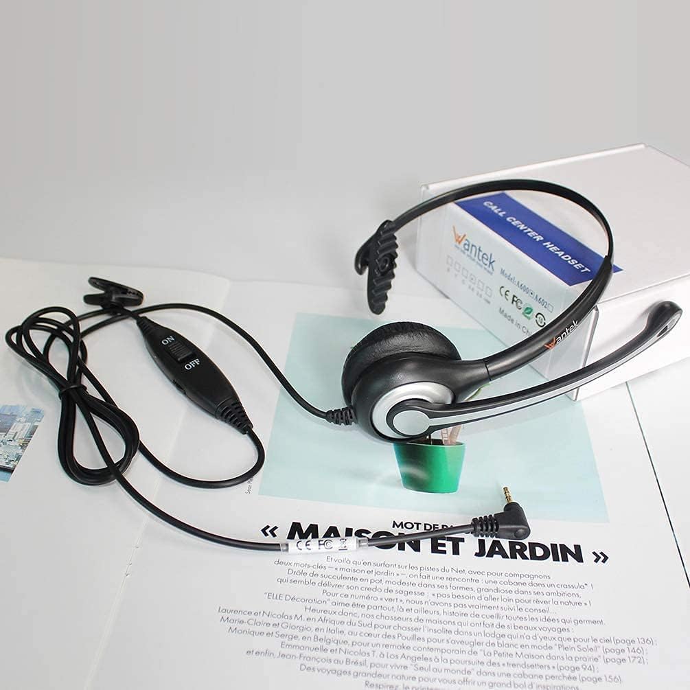 Phone Headset 2.5mm with Microphone Noise Cancelling & Volume Controls, Telephone Headphone Compatible with Panasonic Dect 6.0 Phones, Comfort-Fit Telephone Headset for AT&T Vtech Cordless Phones
