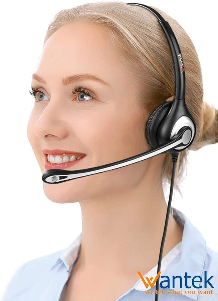 Phone Headset 2.5mm with Microphone Noise Cancelling & Volume Controls, Telephone Headphone Compatible with Panasonic Dect 6.0 Phones, Comfort-Fit Telephone Headset for AT&T Vtech Cordless Phones