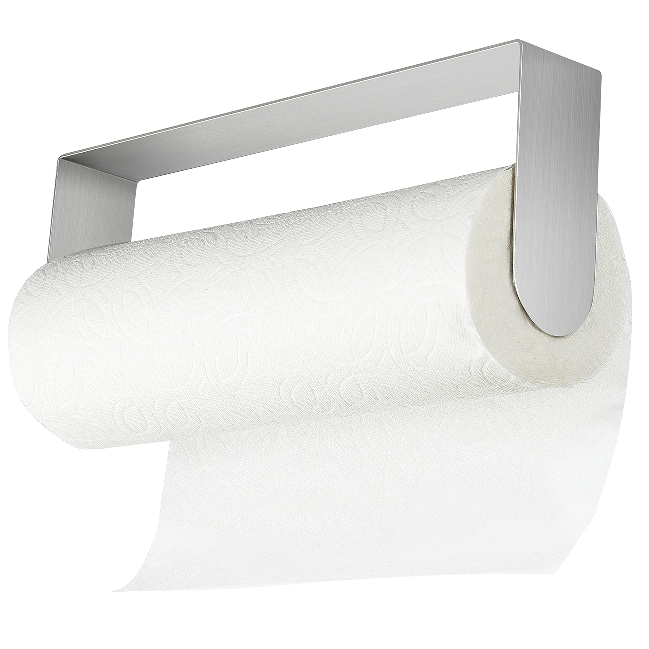 YIGII Paper Towel Holder Under Cabinet - Self Adhesive Paper Towel Rack Wall Mount for Kitchen, SUS-304 Stainless Steel Brushed