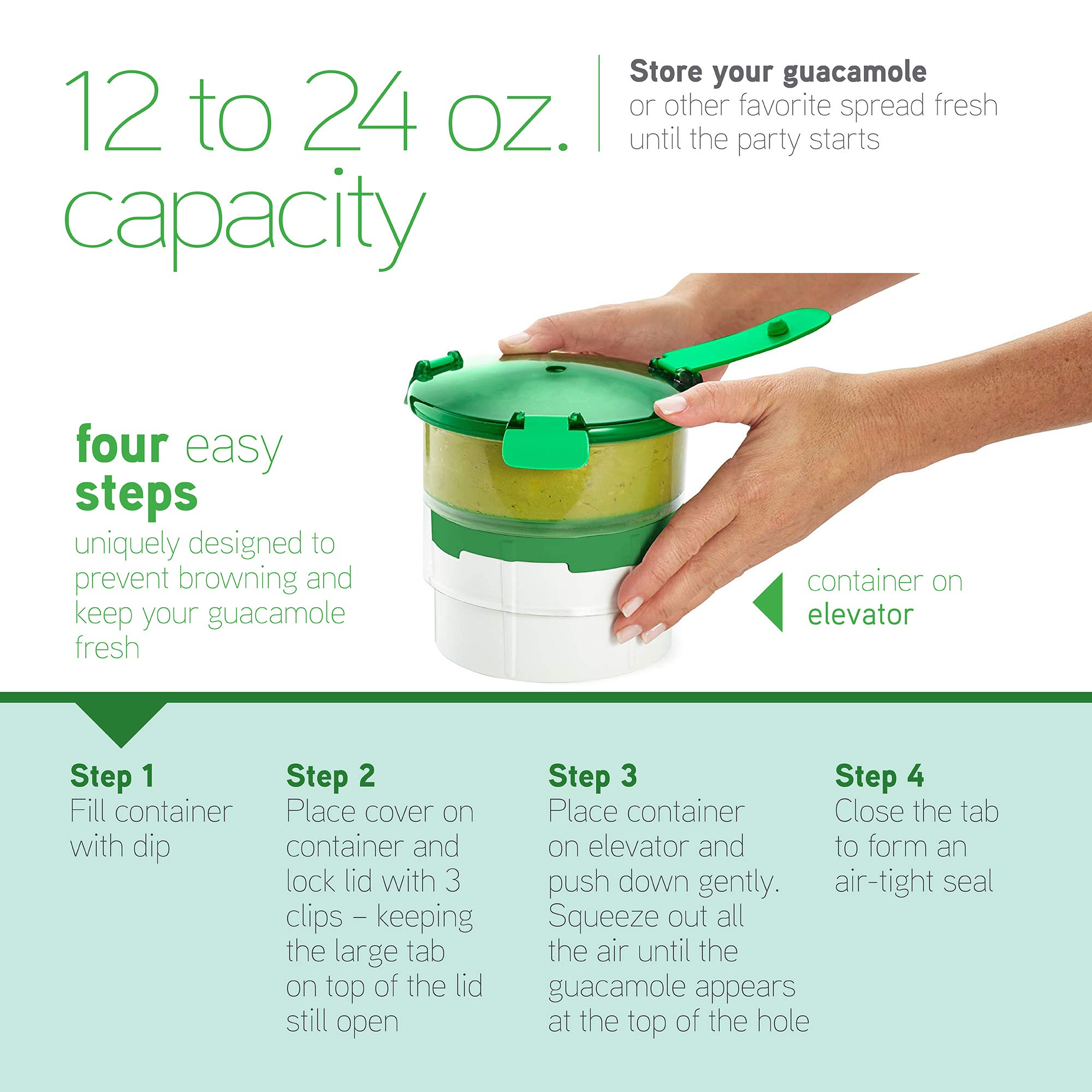 Casabella Guac-Lock Container, White, Green/Clear