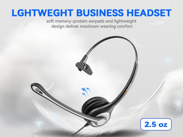 Phone Headset 2.5mm with Microphone Noise Cancelling & Volume Controls, Telephone Headphone Compatible with Panasonic Dect 6.0 Phones, Comfort-Fit Telephone Headset for AT&T Vtech Cordless Phones