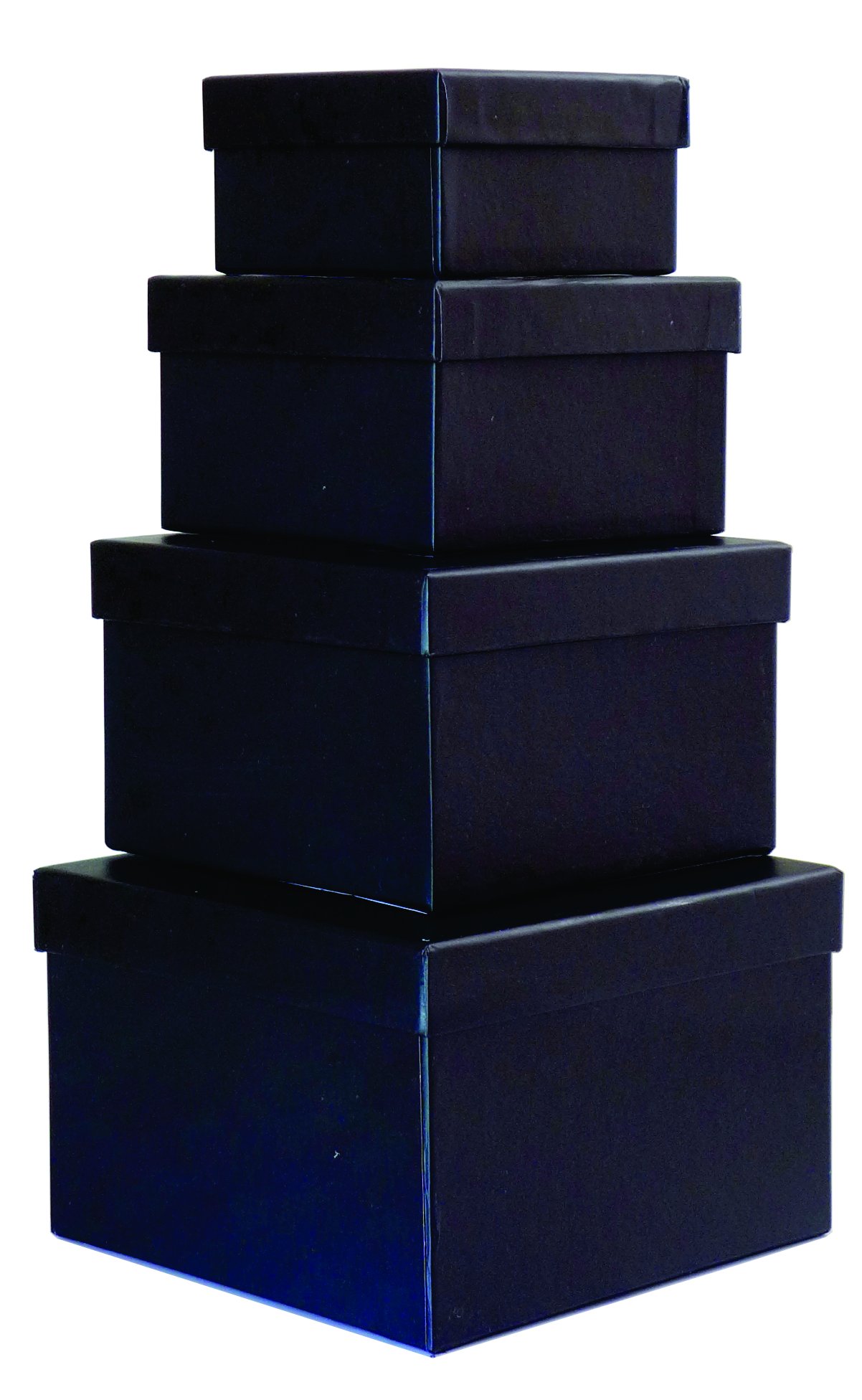 Cypress Lane Square Rigid Gift Box, a Nested Set of 4, 3.5x3.5x2 to 6x6x4 inches (Red)