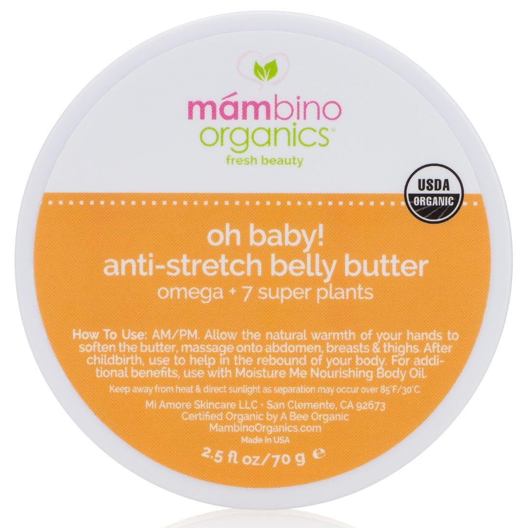 Mambino Organics Oh Baby! Belly Butter - All Natural Anti Stretch Mark Cream, 2.5 Ounces