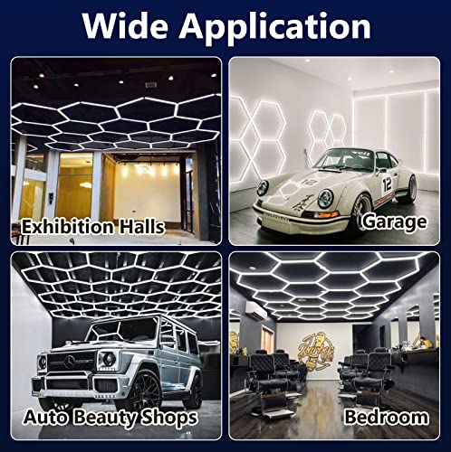 Kweetle LED Hexagon Garage Light, 5 Honeycomb Grid Systems Hexagon LED Lights 200W 20000LM Car Detailing Ceiling Lights Room Decor Lights for Garage Workshop Basement Gym Warehouse(25 Pack)