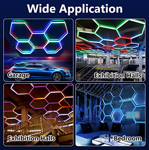 Kweetle LED Hexagon Garage Light, 5 Honeycomb Grid Systems Hexagon LED Lights 200W 20000LM Car Detailing Ceiling Lights Room Decor Lights for Garage Workshop Basement Gym Warehouse(25 Pack)