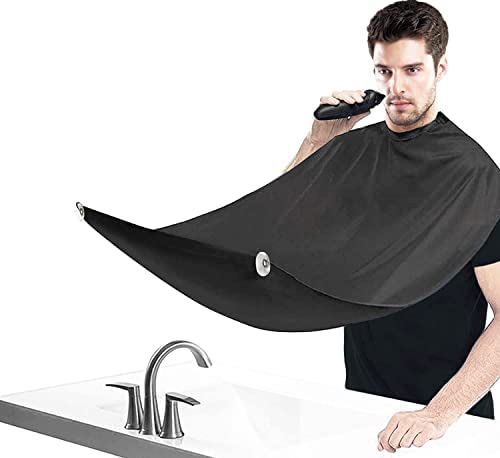 Beard Apron Catcher - Christmas Gifts for Man Beard Trimming Bib, Adjustable Hair Catcher with 3 Suction Cups & A Storage Box Non-Stick Beard Catcher Grooming Cape