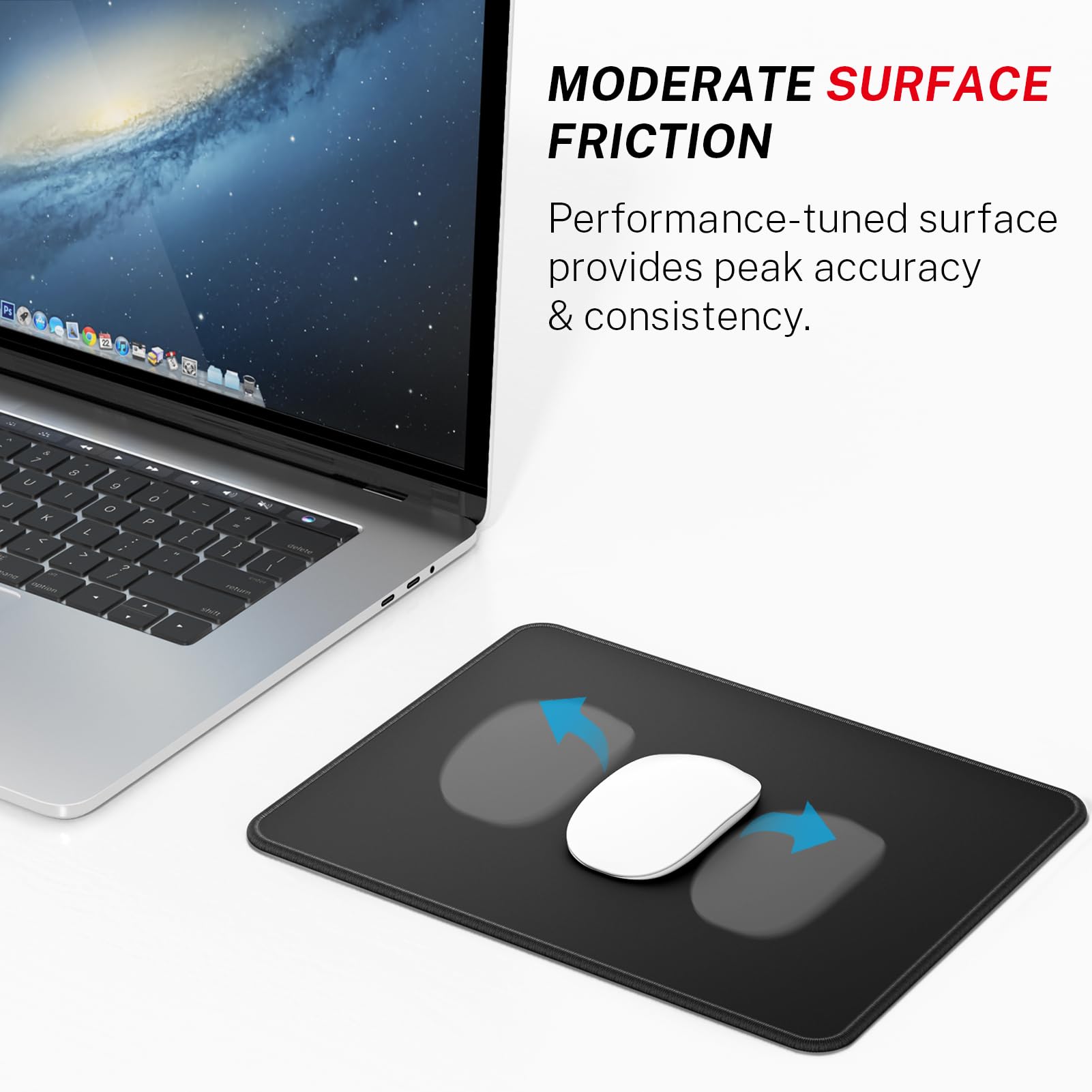 MROCO Mouse Pad [30% Larger] with Non-Slip Rubber Base, Premium-Textured & Waterproof Computer Mousepad with Stitched Edges, Mouse Pads for Computers, Laptop, Gaming, Office & Home, 8.5 x 11 in, Black