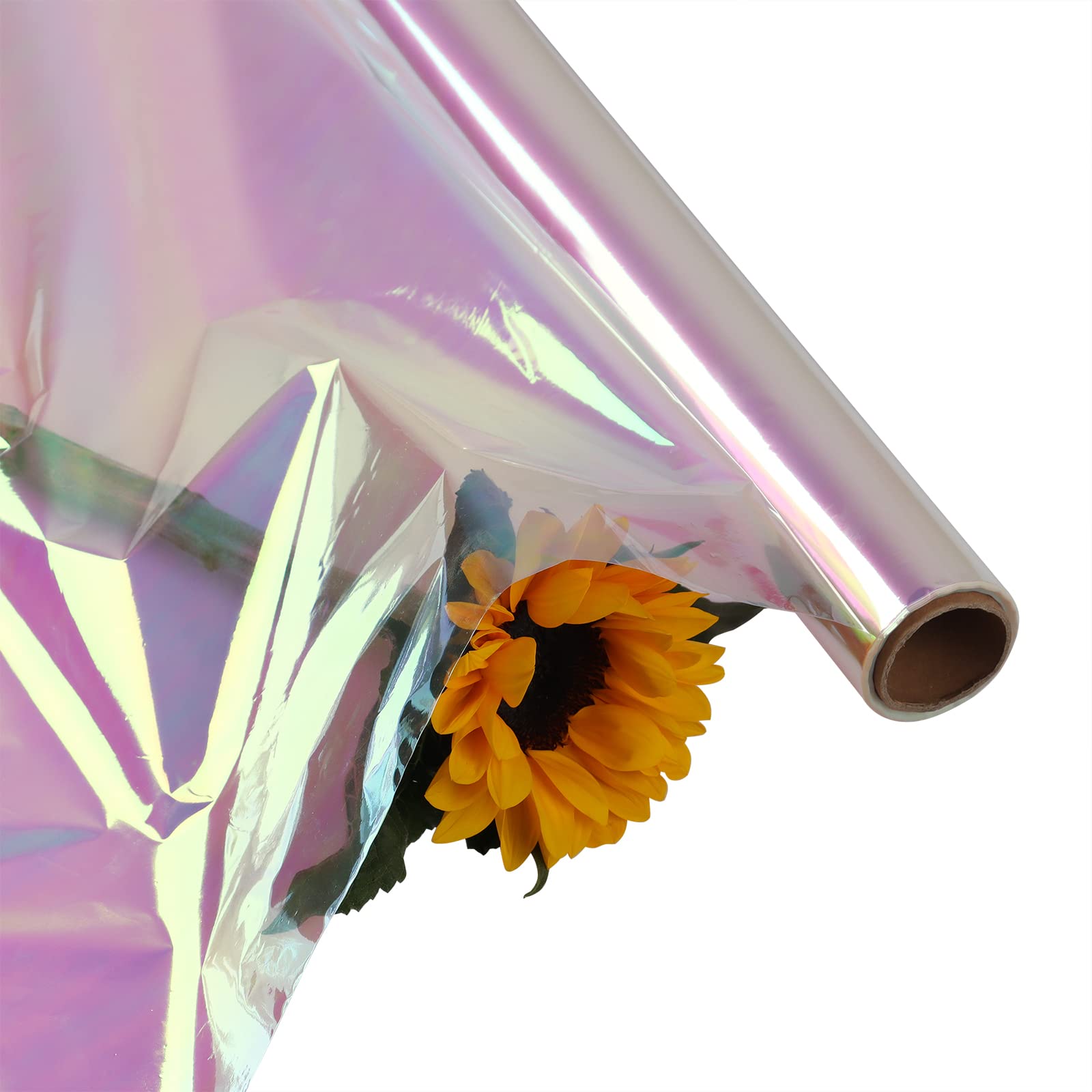 HOEAZGIF Clear Cellophane Wrap Roll 34'' x 131'ft Gift Cellophane Wrap,White Dot Clear Cellophane Wrapping Paper,3 Mil Thick Clear Wrap Cellophane Roll for Basket-Flower-Gift…