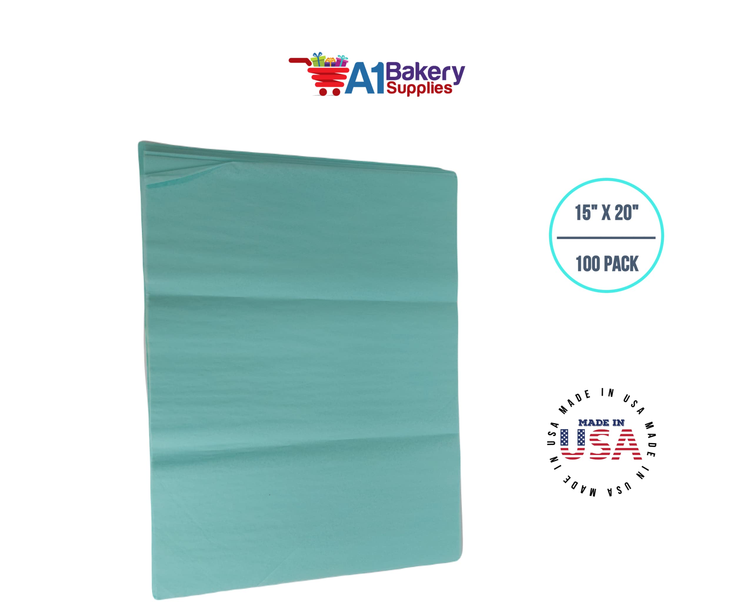 A1 Bakery Supplies Pistachio Green Bulk Tissue Paper 15 Inch x 20 Inch - 100 Sheets Premium Paper