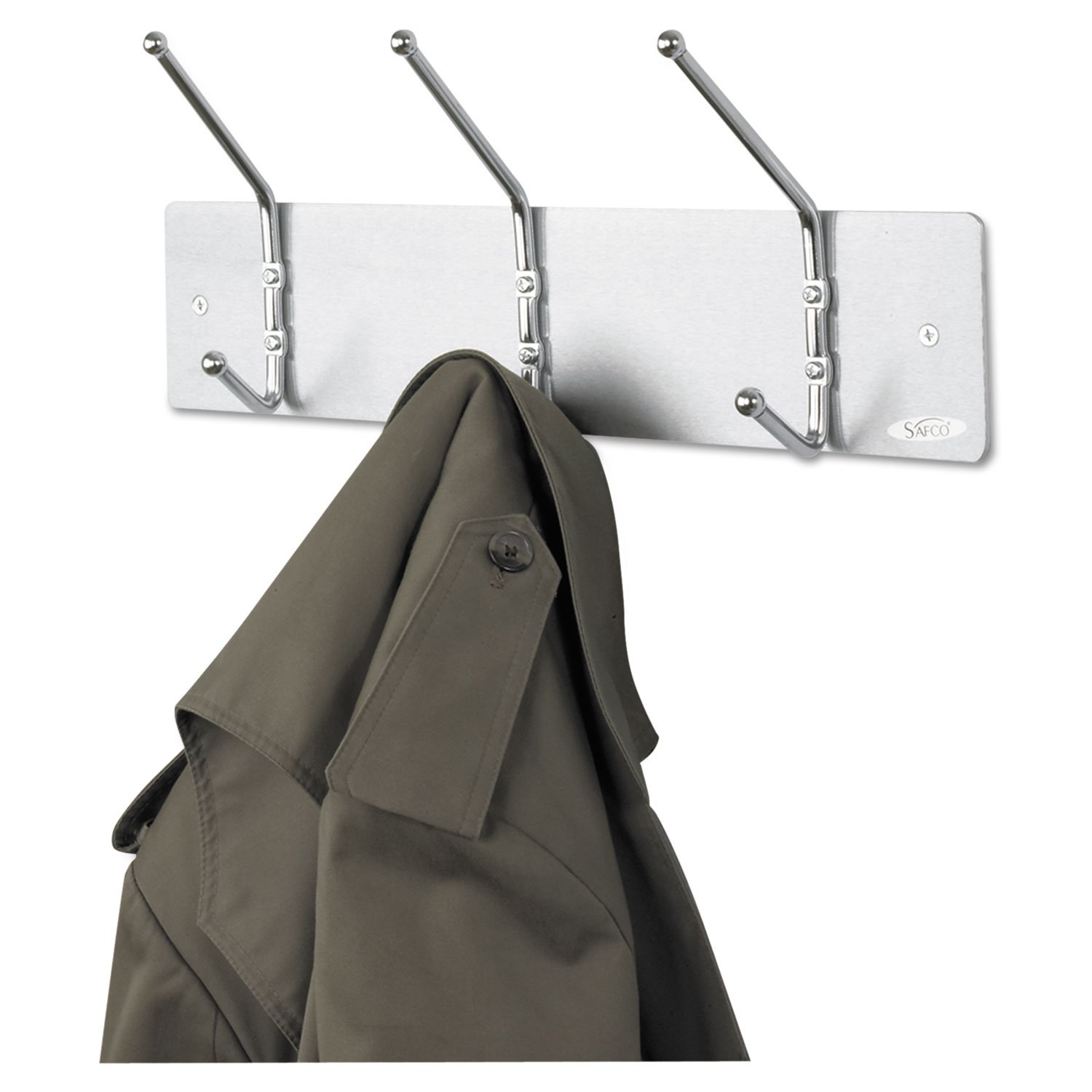 Safco Products 4161 Wall Rack Coat Hook, 3 Hook, Silver