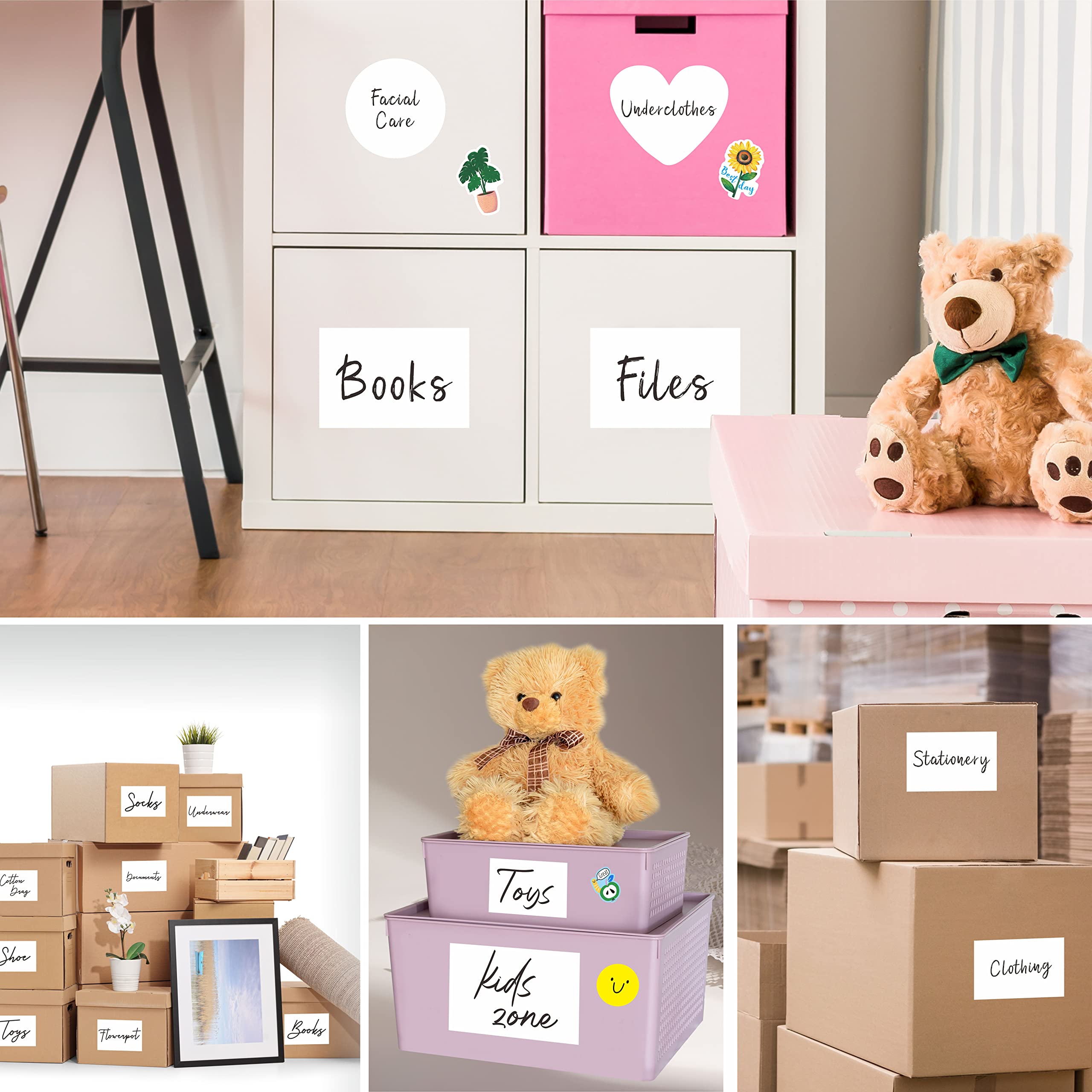 80 Large Size Removable Customizable Blank Labels, Water/Oil/Tear Resistant, No Residue for Home Organization Projects, Bins, Kitchen Storage Containers, Desk Items(6βx 4β)