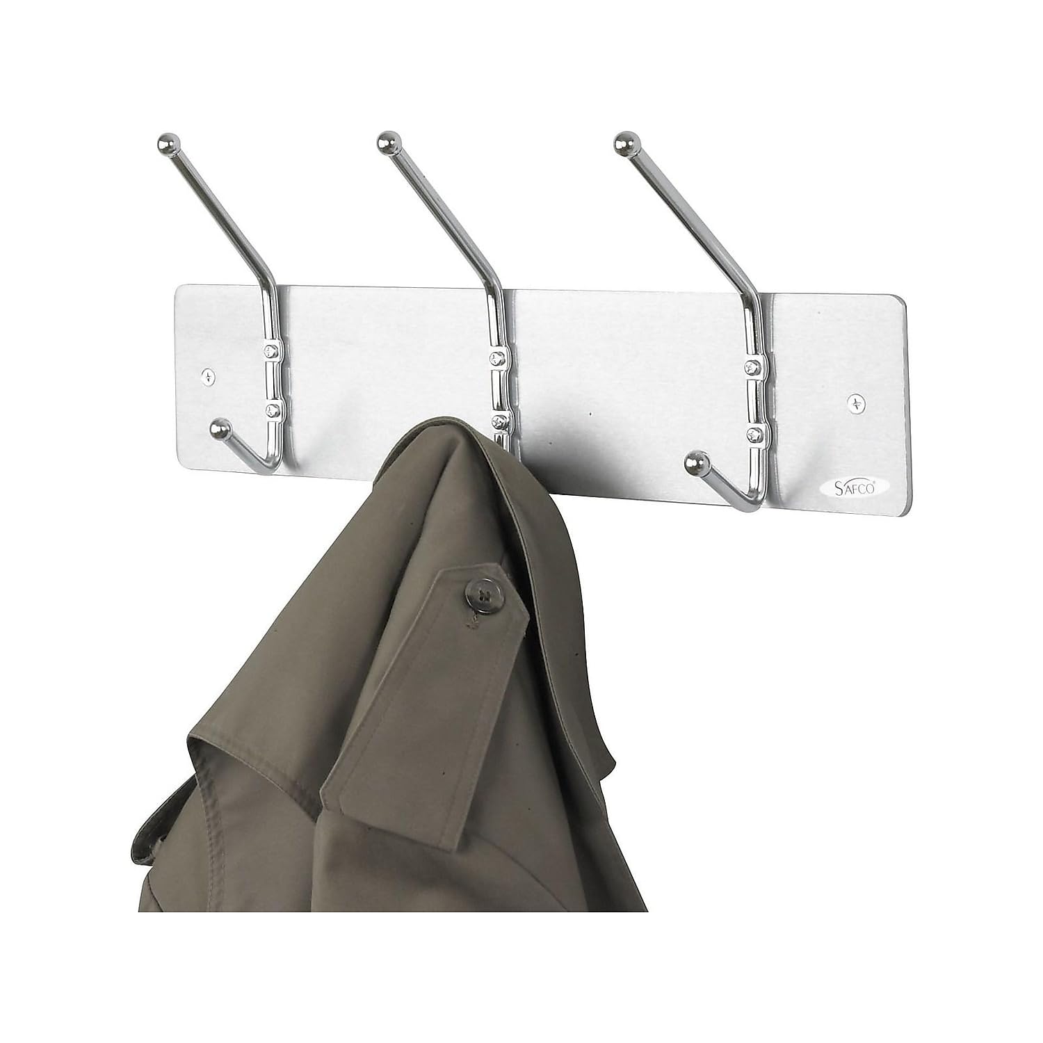 Safco Products 4161 Wall Rack Coat Hook, 3 Hook, Silver