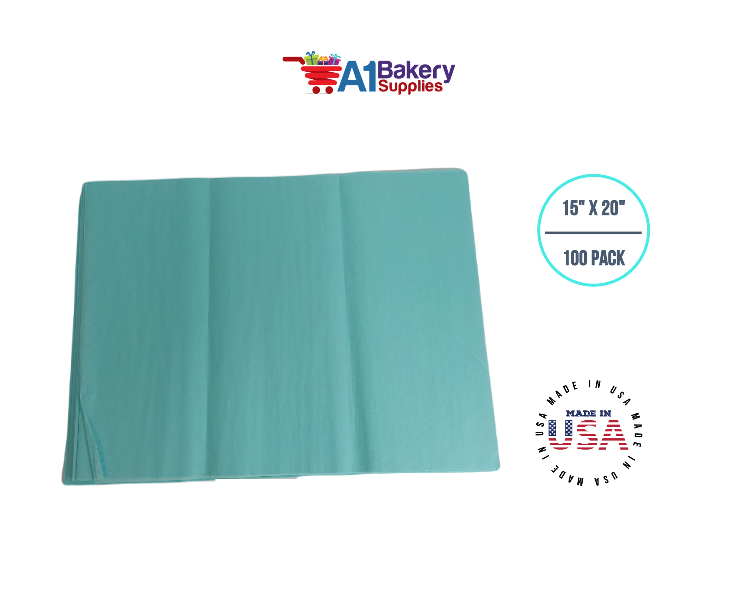 A1 Bakery Supplies Pistachio Green Bulk Tissue Paper 15 Inch x 20 Inch - 100 Sheets Premium Paper